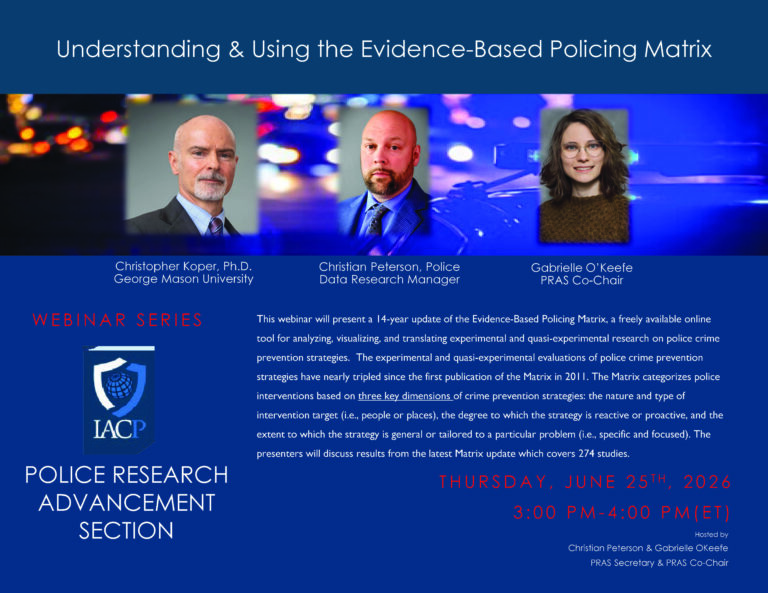 Chris Koper presenting webinar for IACP-PRAS on the Matrix on June 25 ...